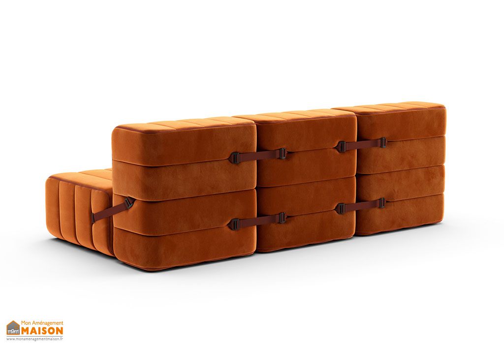 Canapé modulable 3 places en tissu Curt – 204 x 102 x 68 cm ...