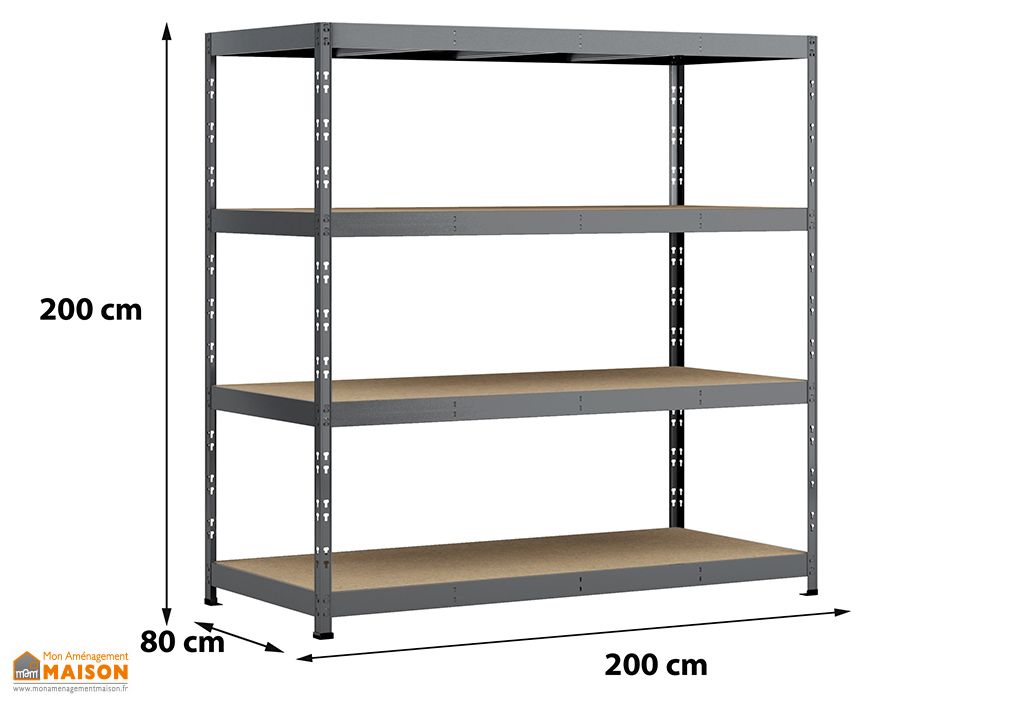 Étagère Rack en Acier avec 4 Plateaux 80 x 200 cm - Robbust - Étagère ...