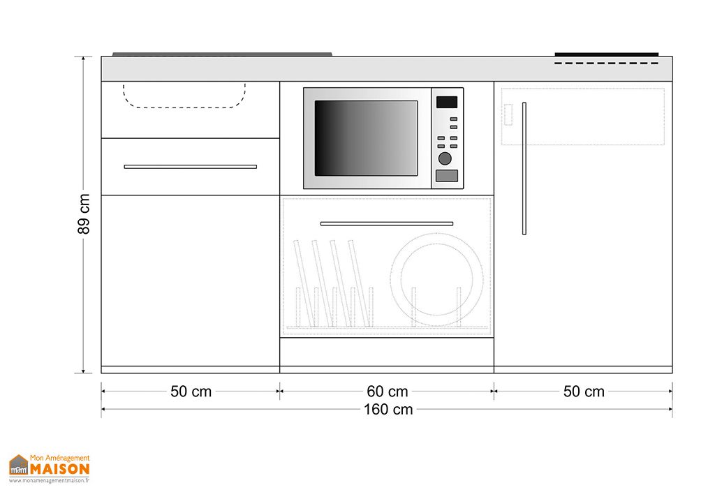 Mini-Cuisine avec Frigo, L-V, Micro-Ondes et Induction MPGSM 160 ...