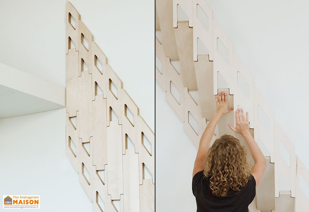 Escalier pliable en bois Slim : 130 à 315 cm – Finition naturelle ...