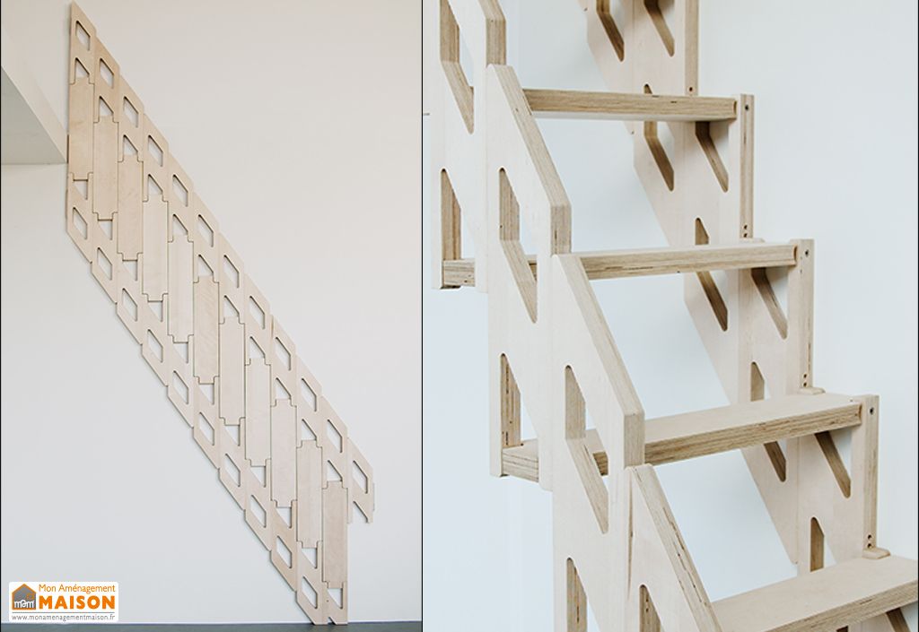 Escalier pliable en bois Slim : 130 à 315 cm – Finition naturelle ...