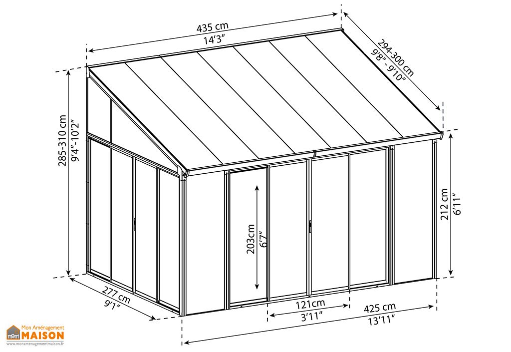 Véranda en aluminium et polycarbonate Sanremo blanche - 4,25 x 2,77 m ...