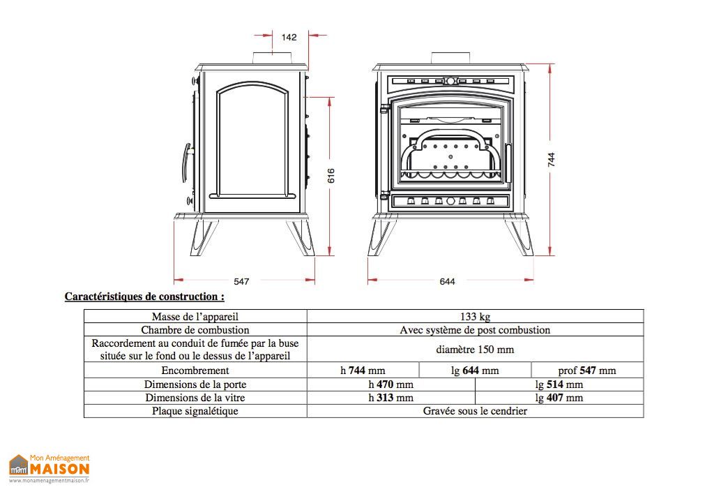 Poêle à Bois en Fonte Double Combustion Altea 8 kW - Invicta