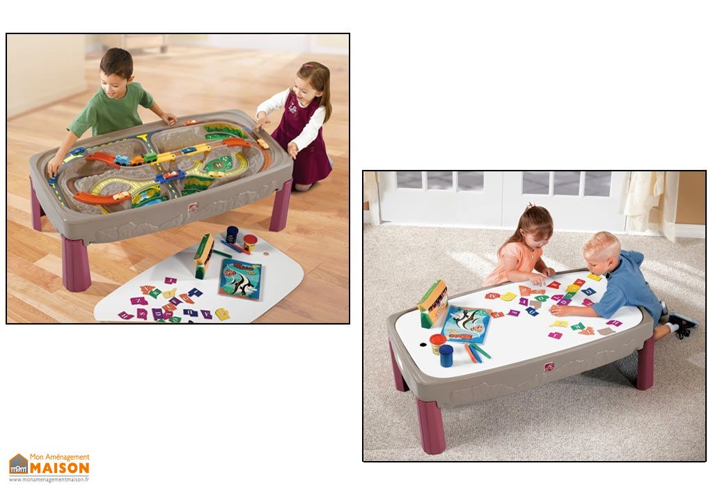 Table 2 en 1 pour Enfants - Circuit de Train et Surface Tableau Blanc ...