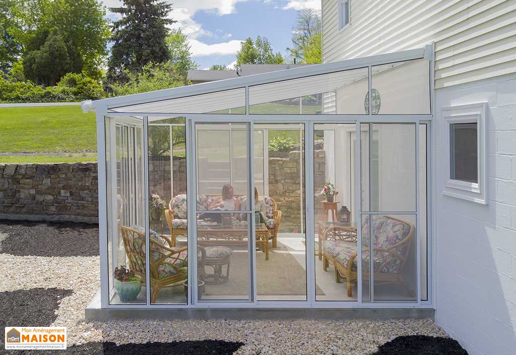 Véranda en aluminium et polycarbonate Sanremo blanche - 4,25 x 3,67 m ...