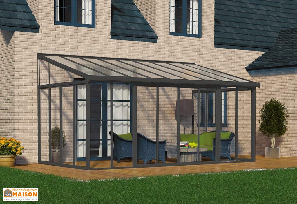 Véranda en Polycarbonate Sanremo Grise Anthracite 295 x 546 cm - Palram