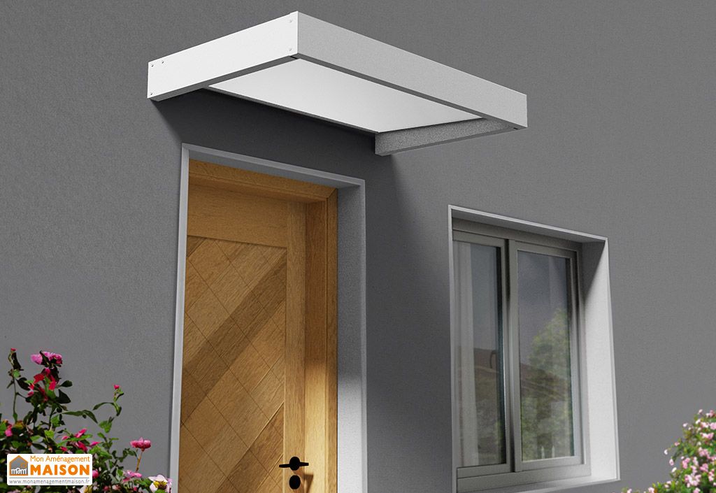 Marquise de porte d’entrée aluminium et acrylique Sophia - 95 x 160 cm ...