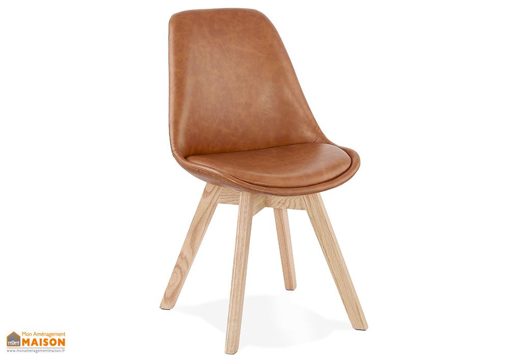 Chaise en bois et simili cuir Manitoba - Kokoon Design