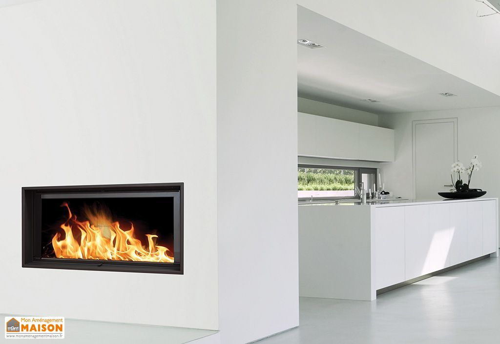 Insert à bois Large Vision et Porte Guillotine C1150ES - Termofoc