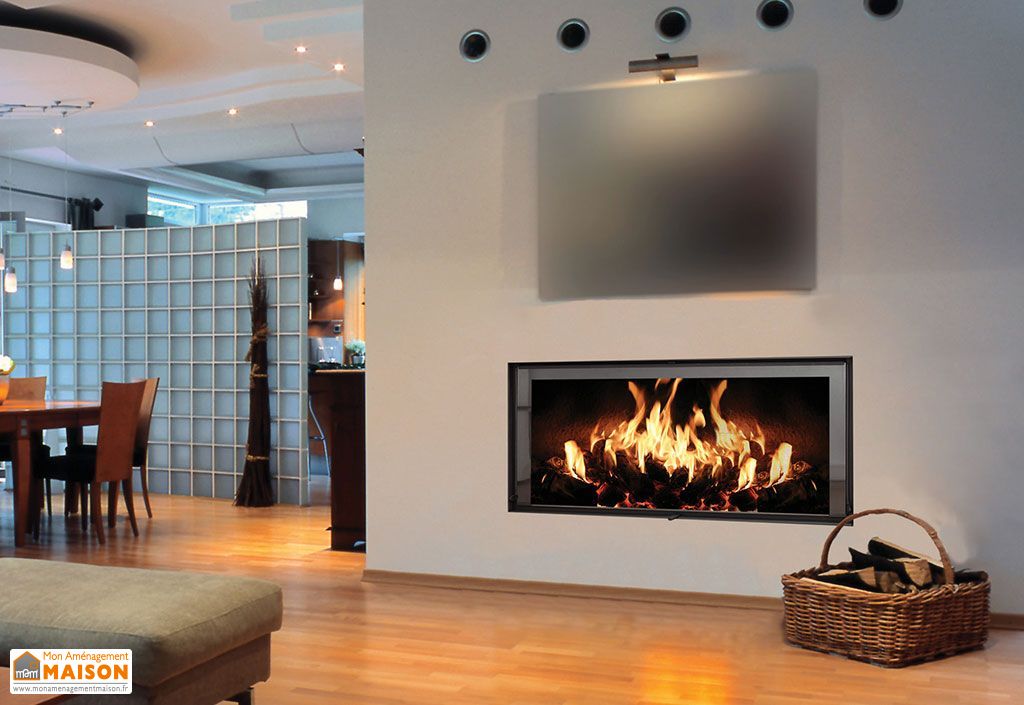 Insert à bois Large Vision et Porte Guillotine C1250ES - Termofoc