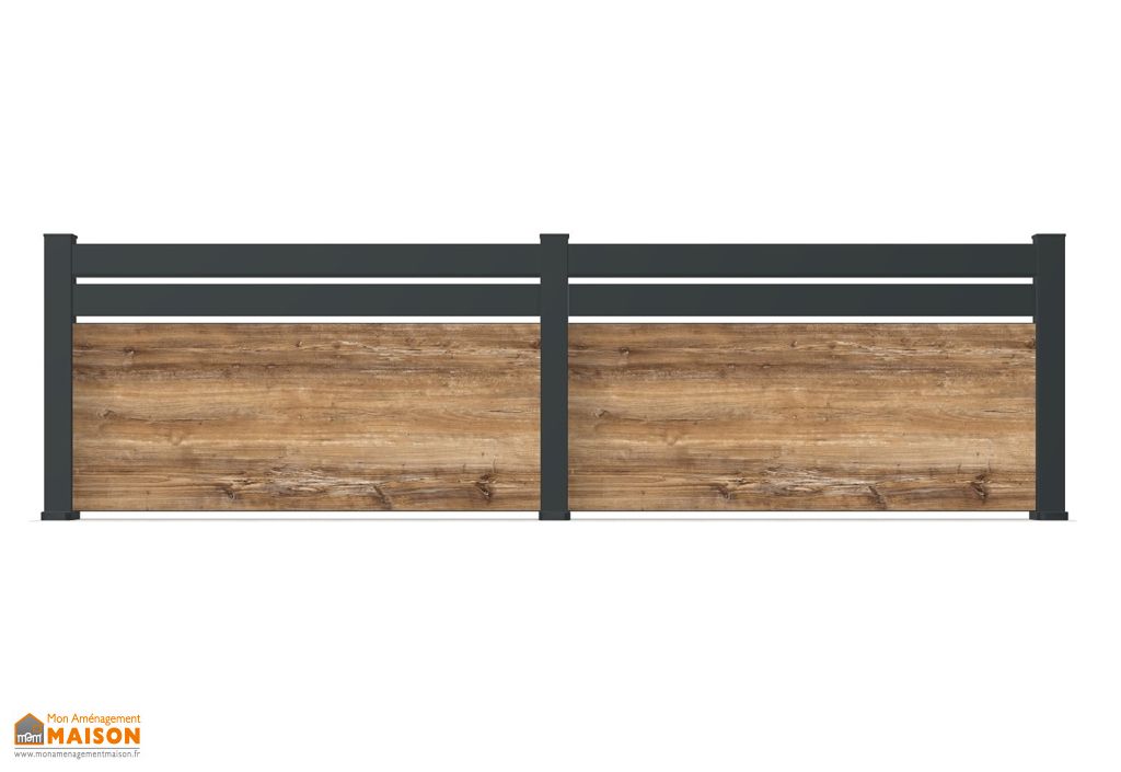 Clôture aluminium et HPL 5 m – semi ajourée - Modulo Portail