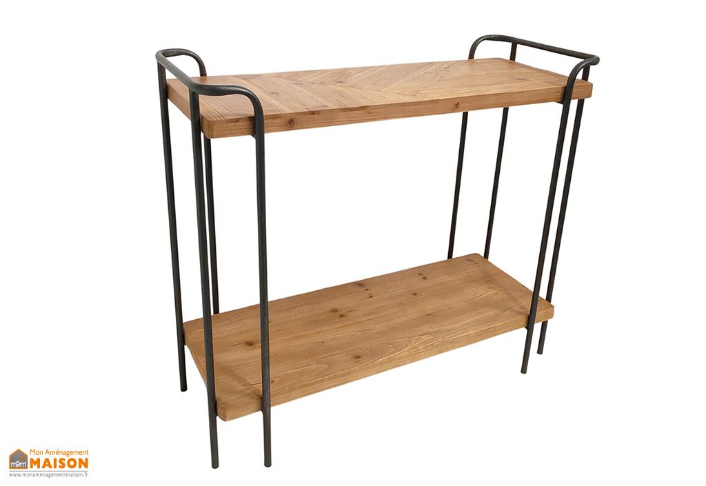 Console en bois et métal avec étagères – Carter - Socadis