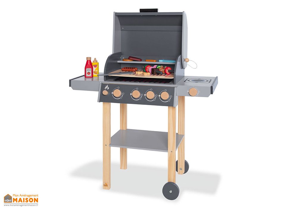 Barbecue en bois pour enfants avec accessoires - 72 x 35 x 70 cm - Pinolino