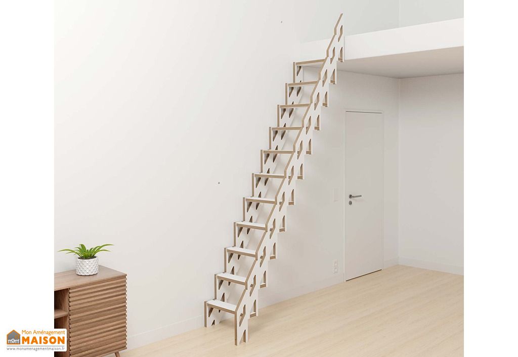 Escalier pliable en bois Slim : 130 à 315 cm – Finition blanche - Klapster