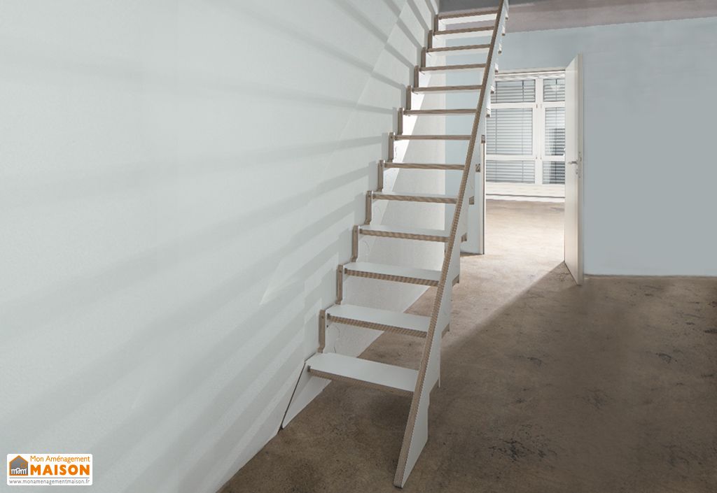 Escalier pliable en bois Comfort : 190 à 310 cm – Finition HPL blanc ...