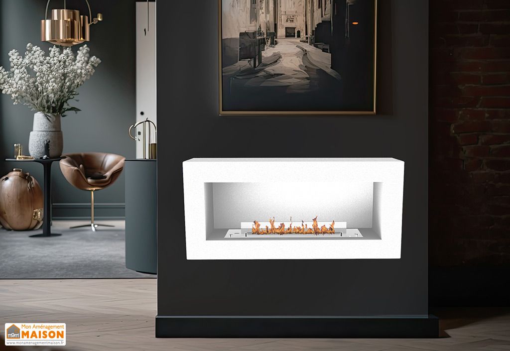 Foyer décoratif mural au bioéthanol BIOWALL blanc - Termofoc