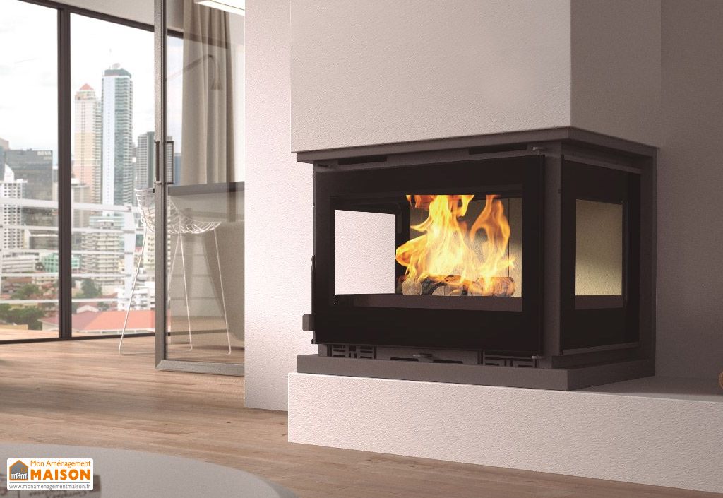 Insert à bois double combustion 12,6 kW - IT-173 3 faces vitrées - FM ...