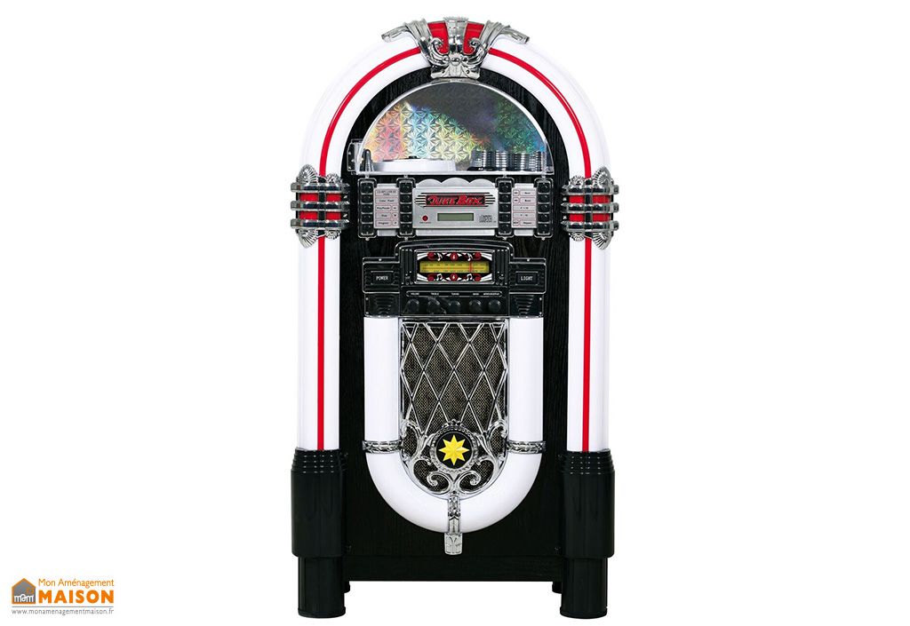 Jukebox vintage CD, Bluetooth et USB 2x 20 W stéréo – 57 x 30 x 105 cm ...