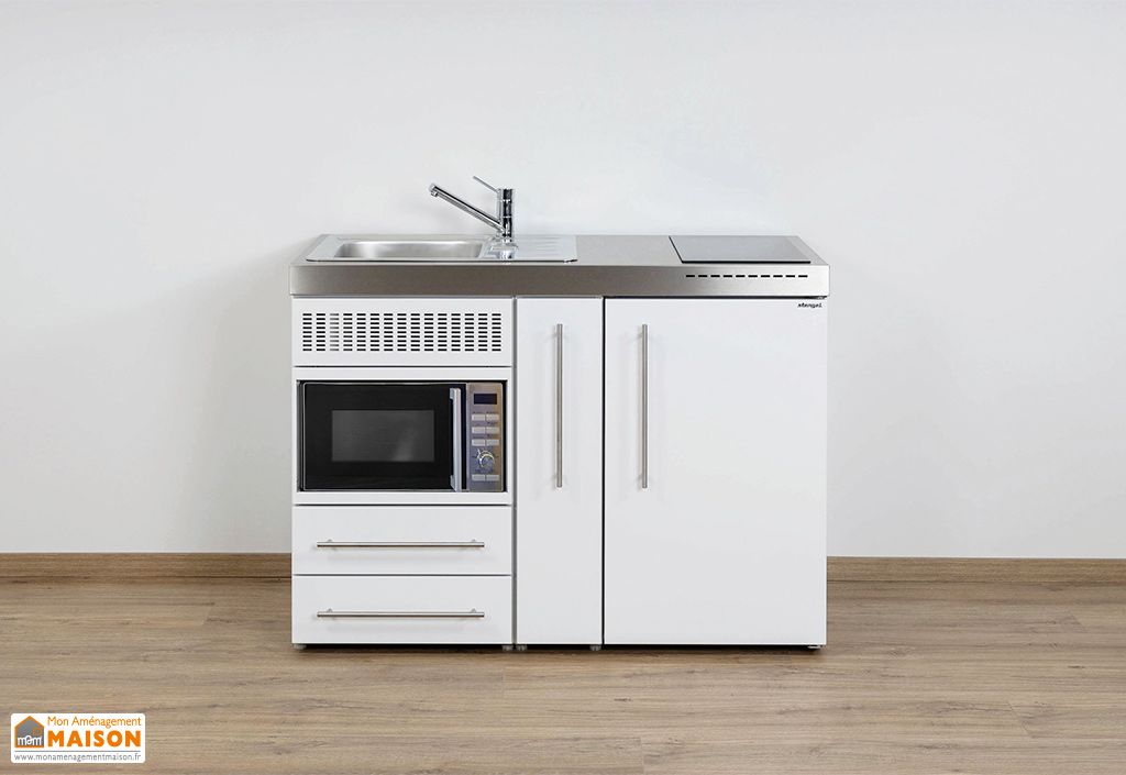 Kitchenette pour studio plaque induction micro-ondes MPM120A - Blanche ...