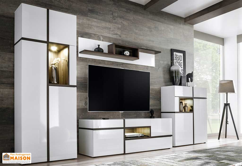 Ensemble Meubles de Salon en Bois Cross Blanc - ASM