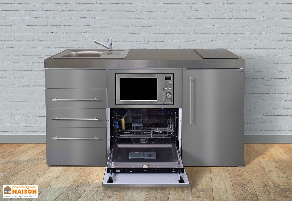 Mini-Cuisine en Inox avec Frigo, L-V, M-O, Induction MPGSMSES3 160 ...