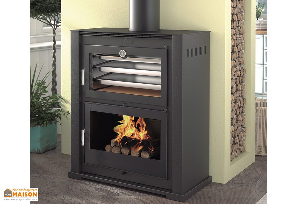 Poêle à bois double combustion avec four en acier – 11 kW - FM Calefaccion
