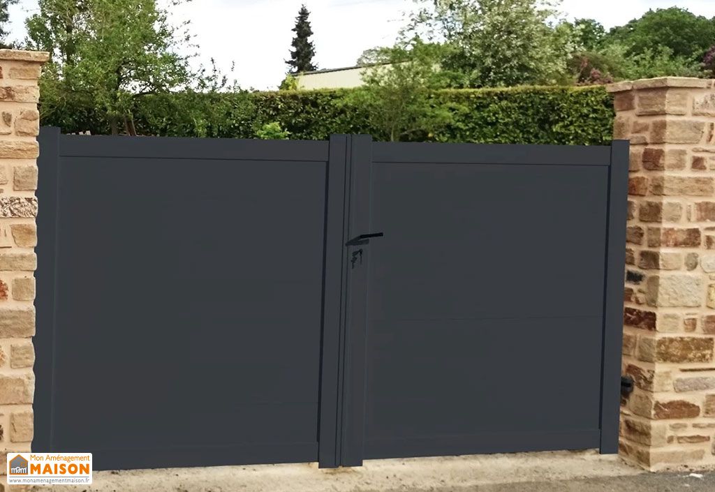 Portail battant aluminium 3m50 motorisé - plein - Packit