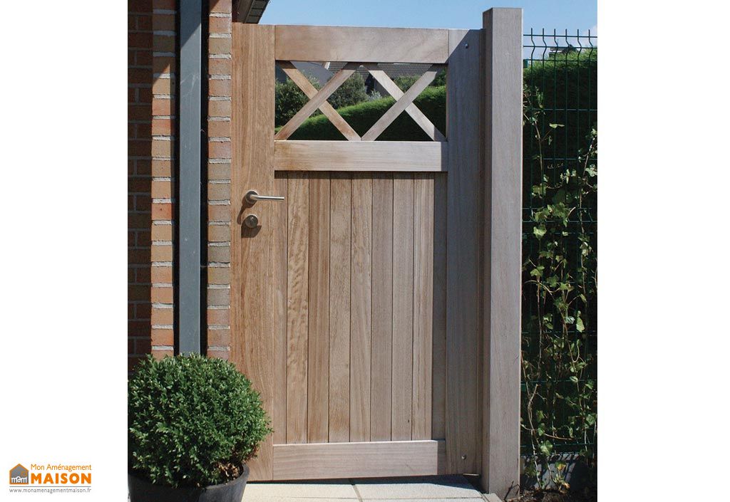 Portail Simple Battant en Iroko Granada – 100 x 180 cm - Gardival.