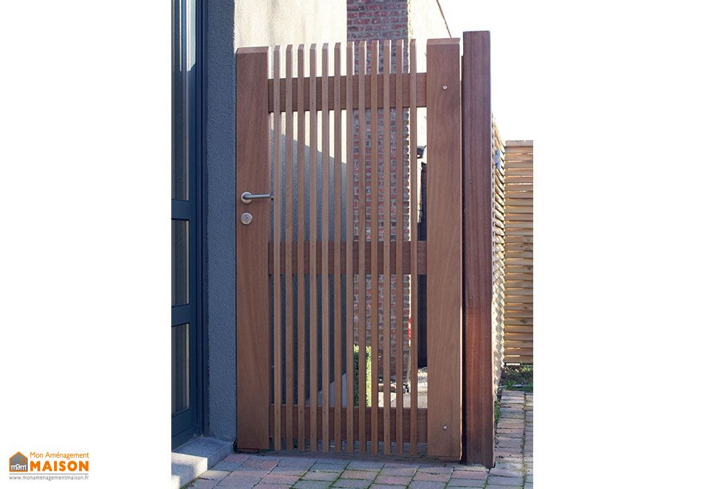 Portail Simple Battant en Iroko Prado – 100 x 180 cm - Gardival.