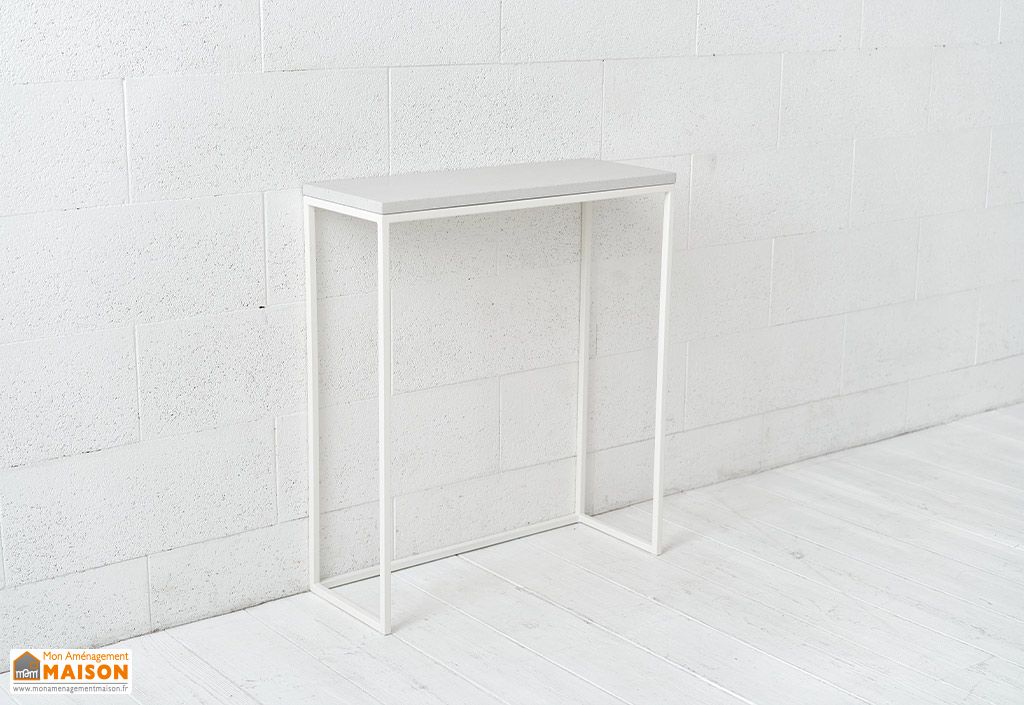 Console blanche design en acier et en béton 65 x 25 x 75 cm - Urban ...