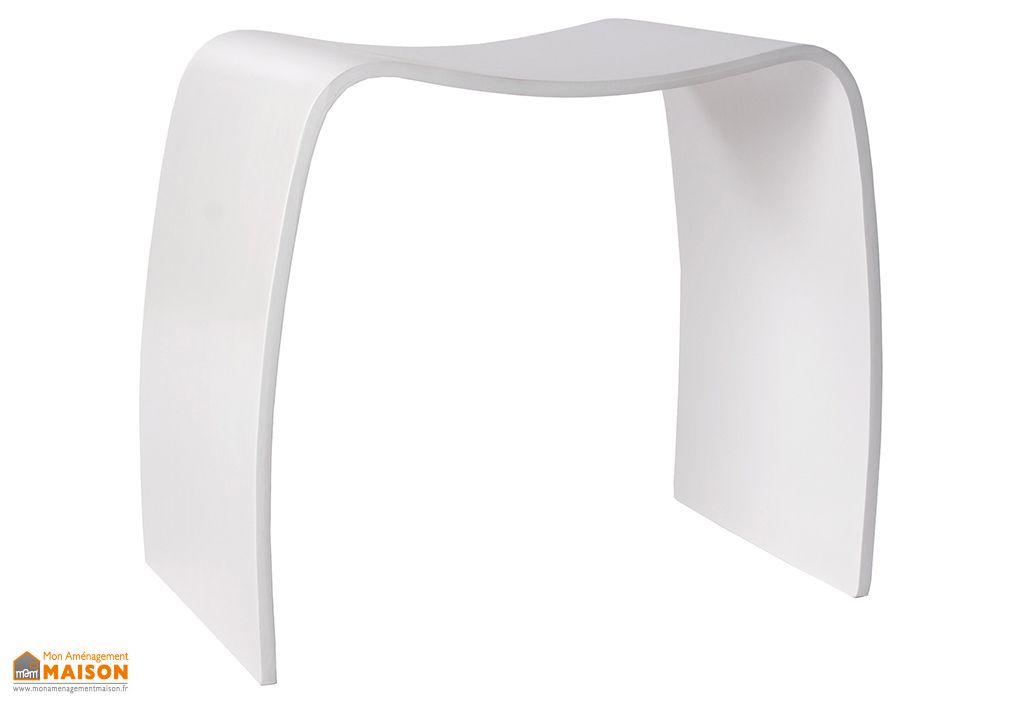 Tabouret Bas Design en Bois Mitch Blanc - Kokoon Design