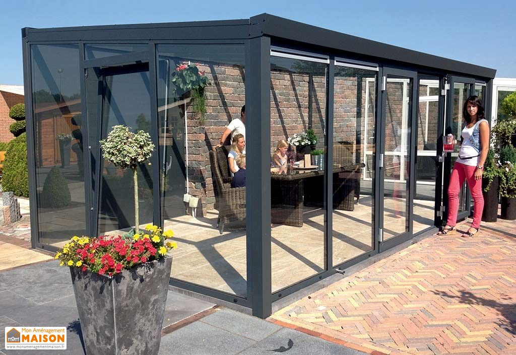 Véranda alu en kit, véranda moderne, pergola fermée en aluminium - Mon ...